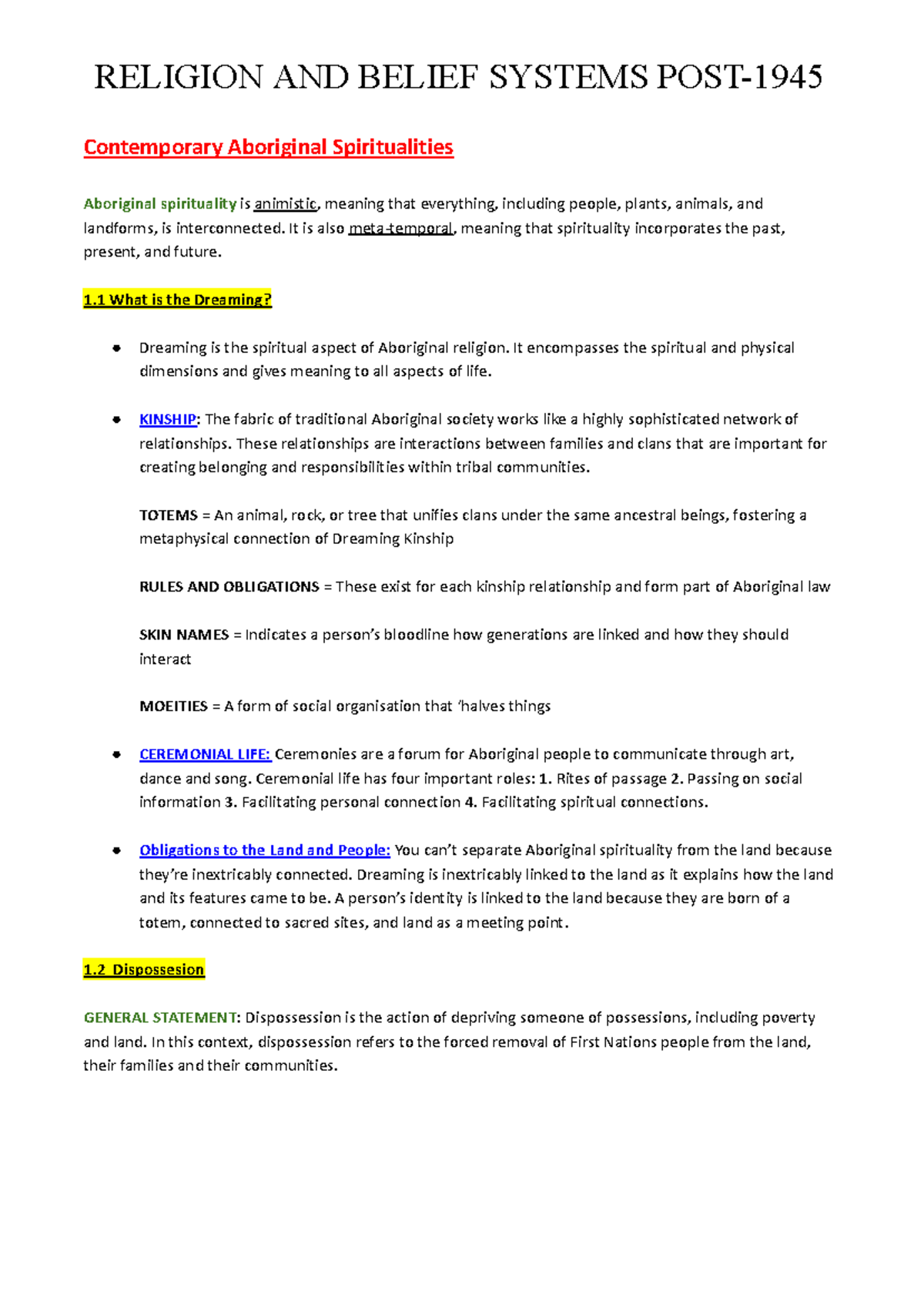 HSC - Religion: Contemporary Aboriginal Spiritualities & Land Rights ...