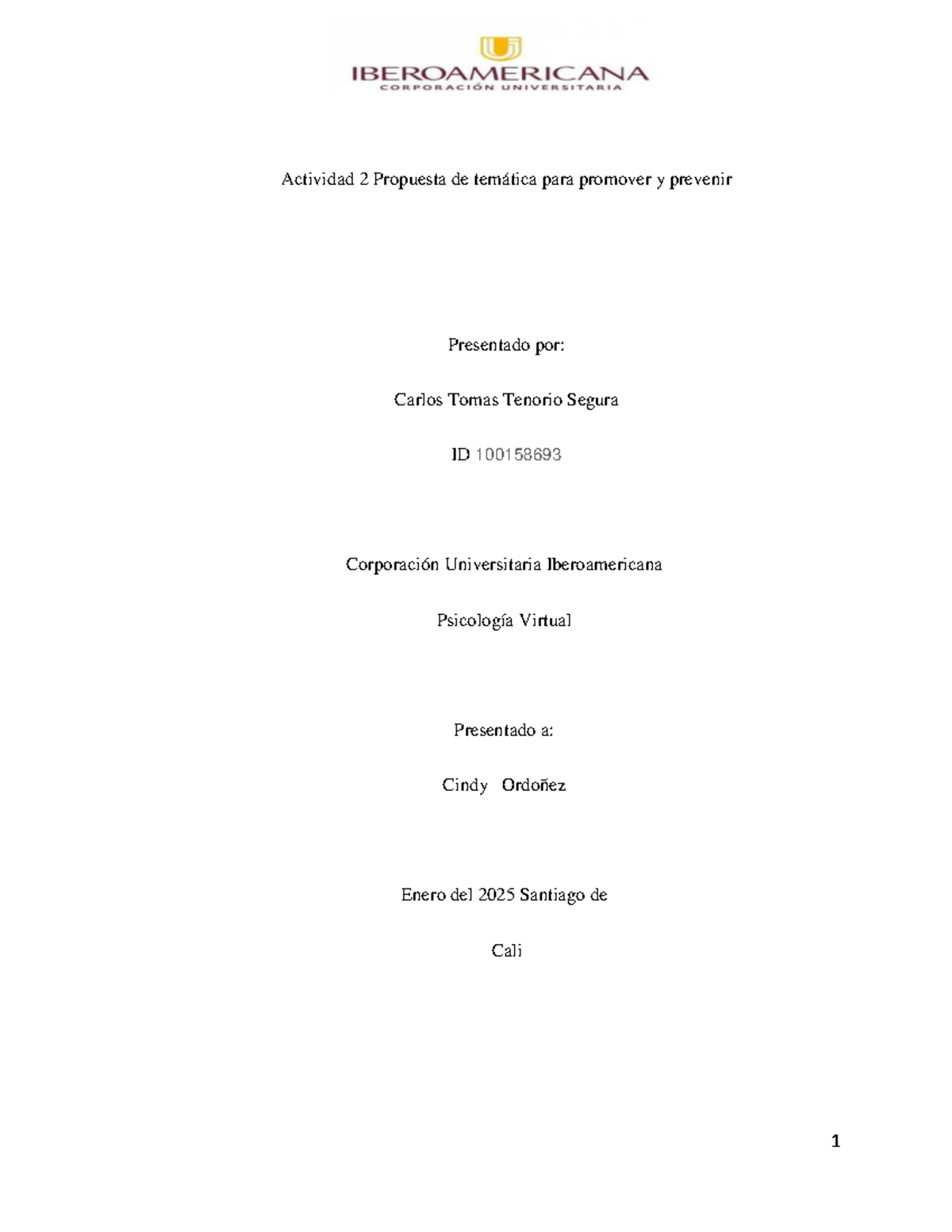 Actividad 2 - Propuesta de Estrategia para la Salud Mental Adolescente ...