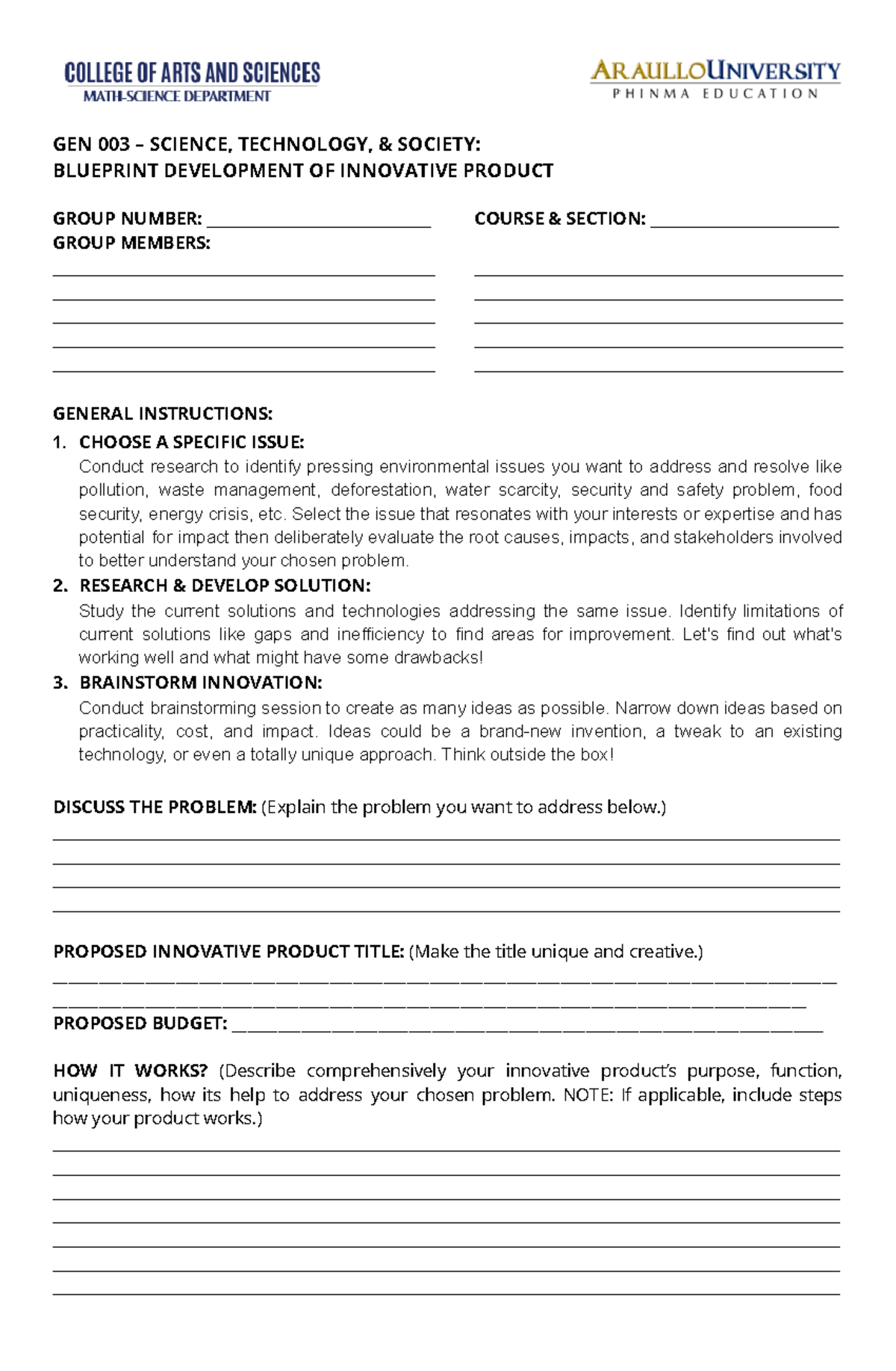 GEN 003 Blueprint Development OF Innovative Product Updated - GEN 003 ...