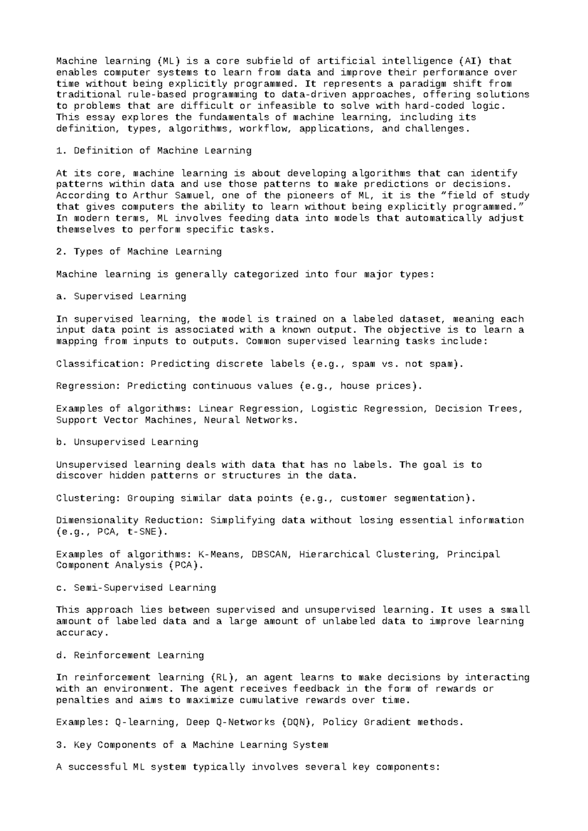 Fundamentals of Machine Learning (ML): An In-Depth Exploration - Studocu