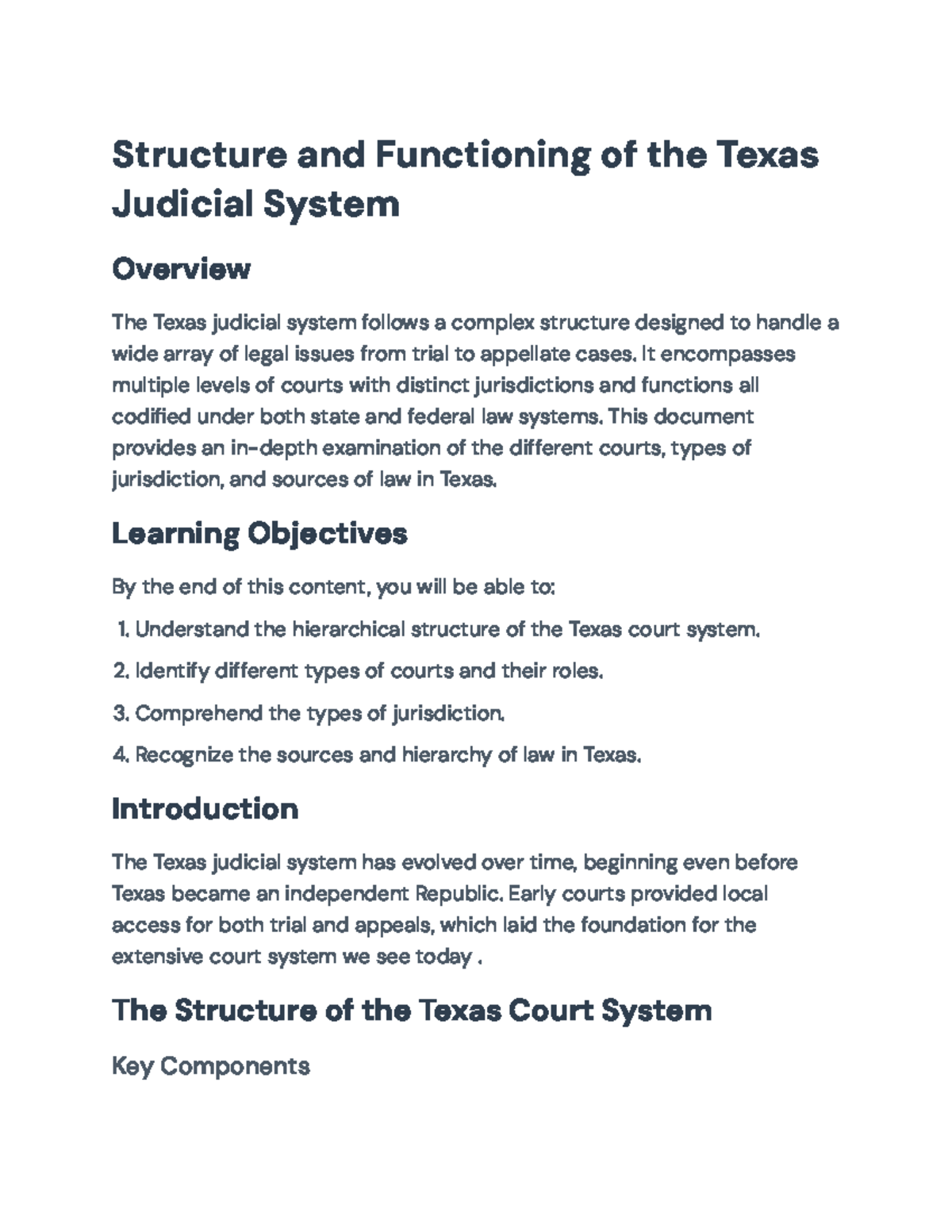Understanding the Structure and Functioning of the Texas Judicial ...