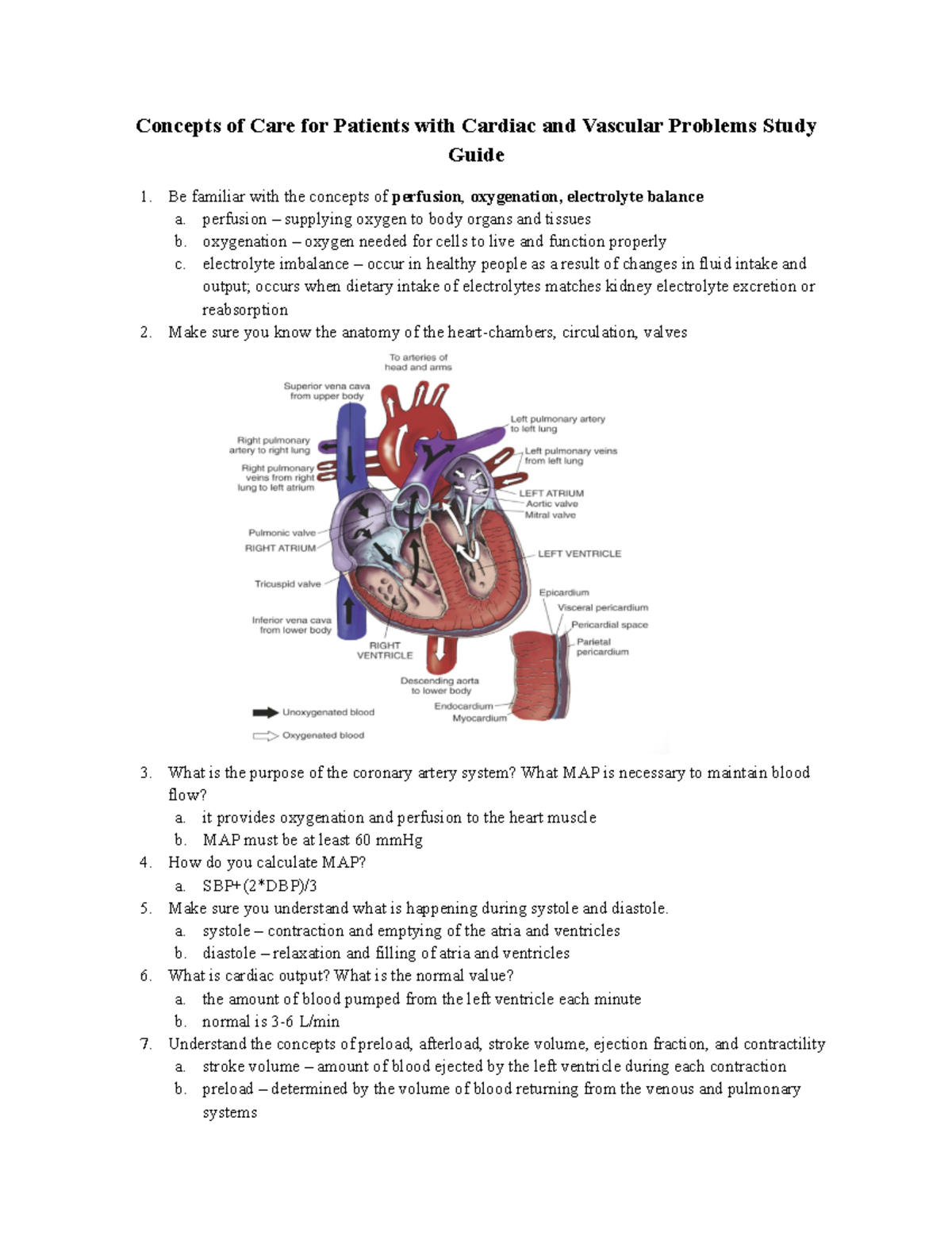 NUR 450 Final Exam Study Guide: Cardiac & Vascular Concepts - Studocu