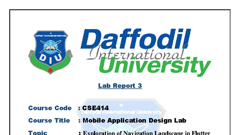 Lab Report 3: Navigation Landscape Exploration in Flutter (CSE414 ...