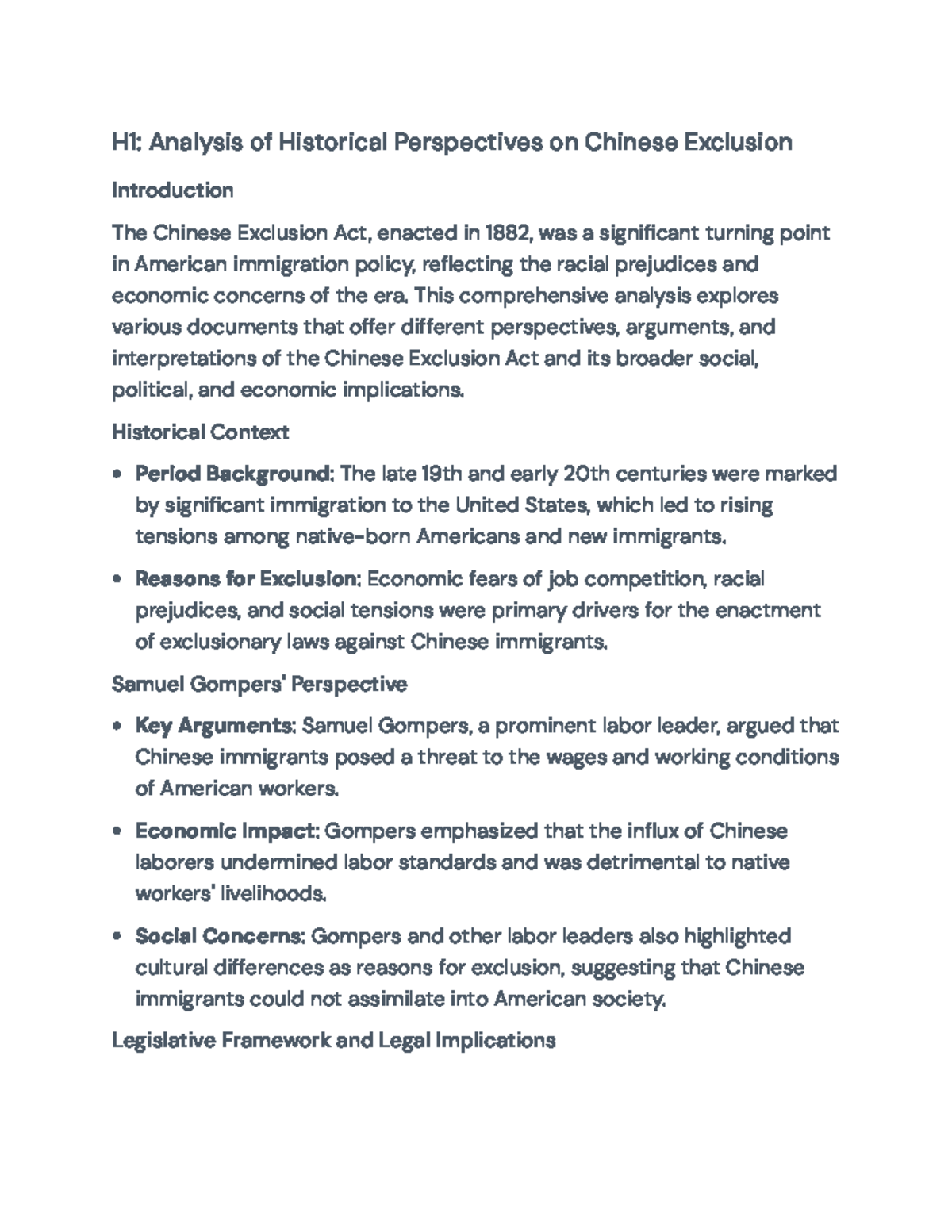 Analysis of the Chinese Exclusion Act: Historical and Social ...