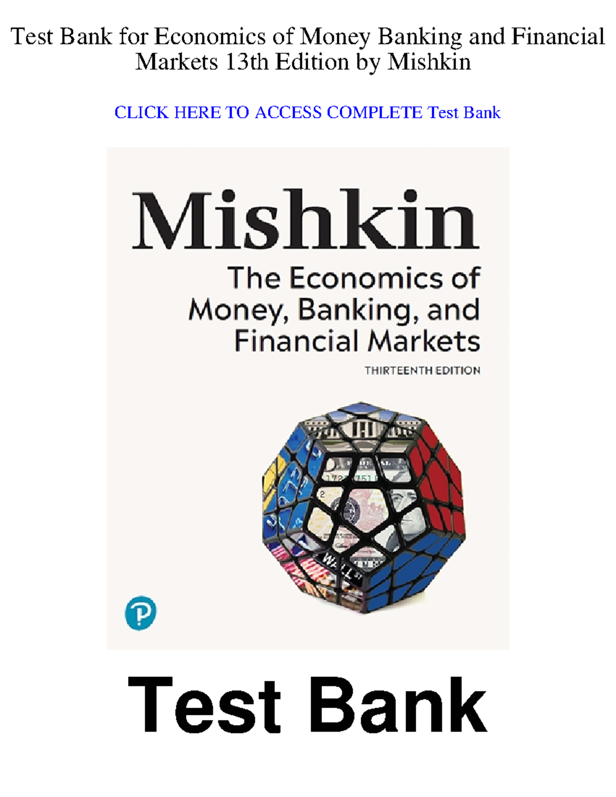 Test Bank for Economics of Money, Banking & Financial Markets (13th Ed ...