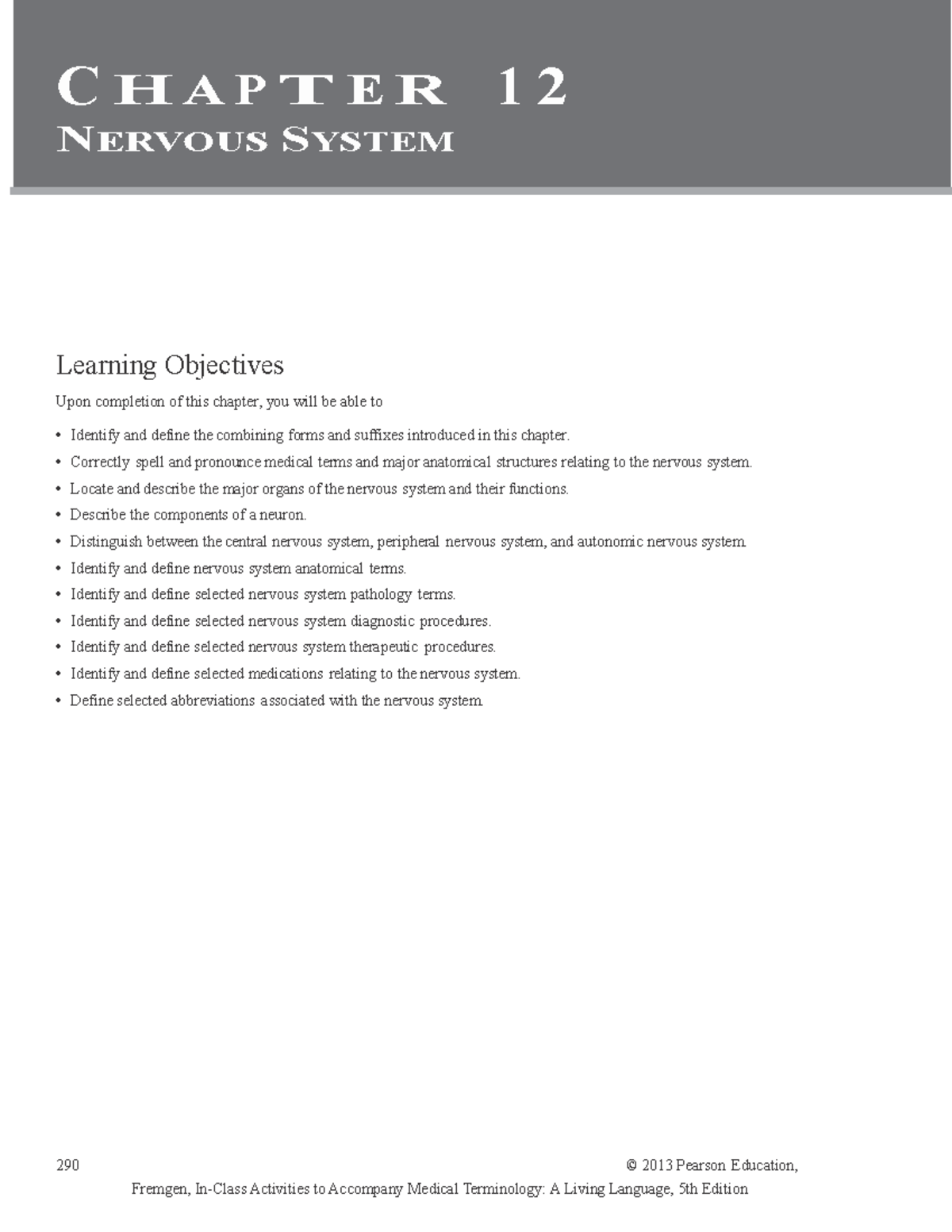 Worksheet Chapter 12 - ...... - 290 © 2013 Pearson Education, C H A P T ...