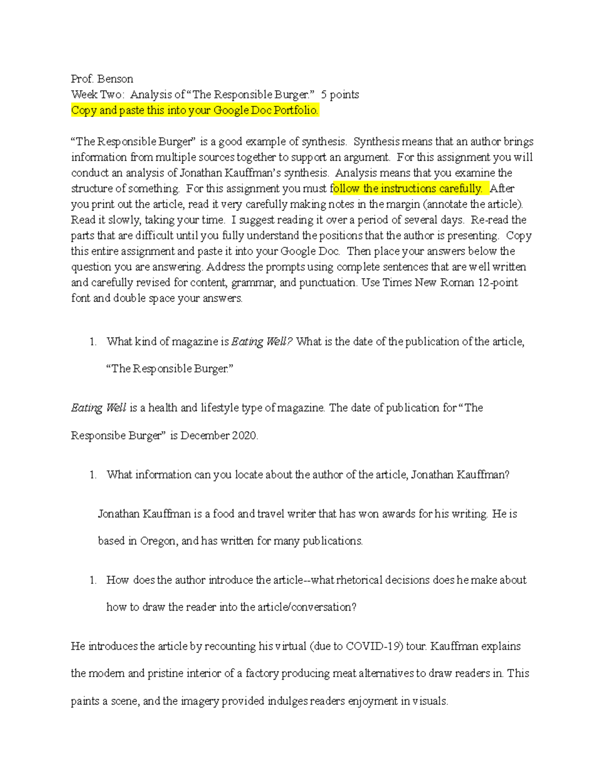 ENG 101: Analysis of "The Responsible Burger" by Jonathan Kauffman ...