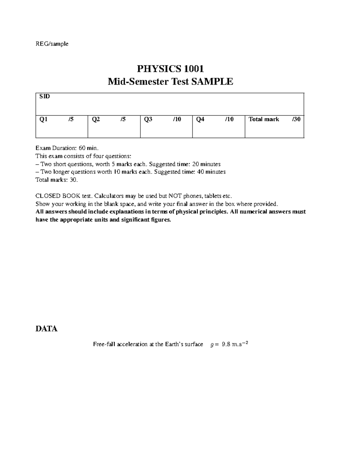 PHYSICS 1001 Midterm Exam Sample Questions 2026 - Studocu