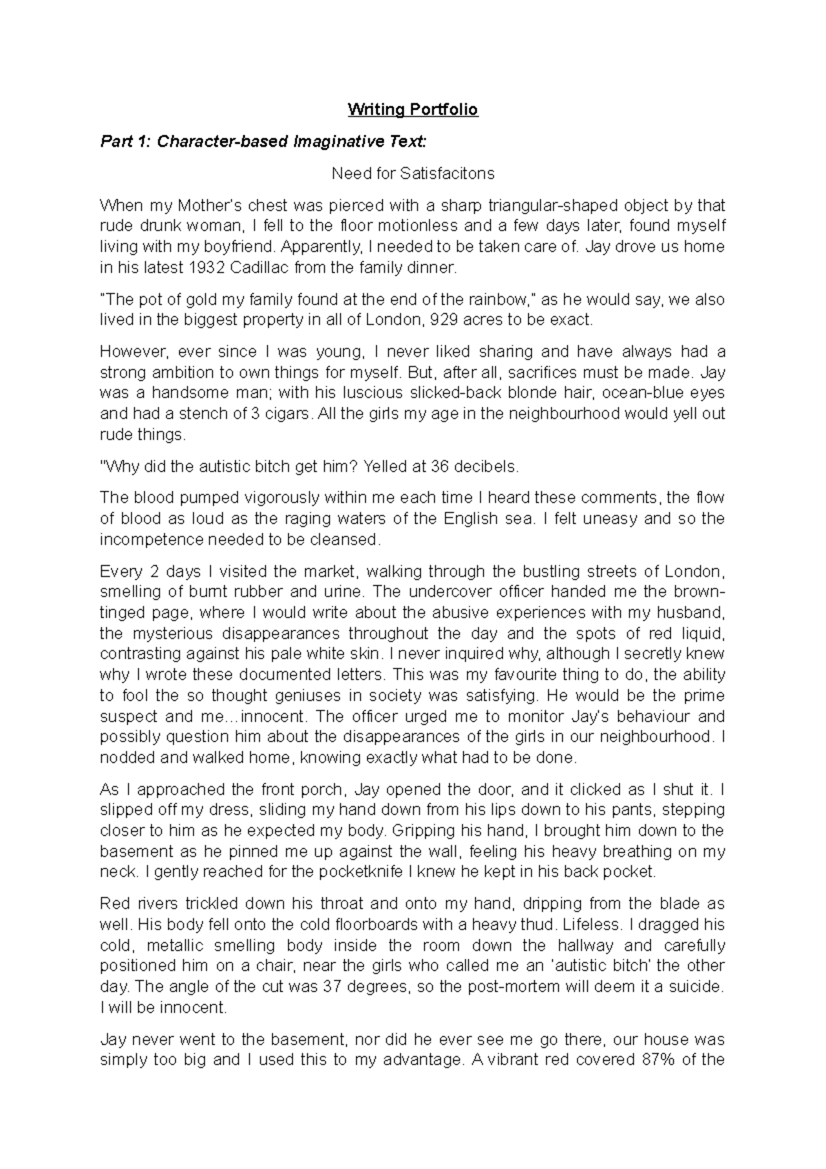 Writing portfolio - HSC standard english imaginative and discursive ...