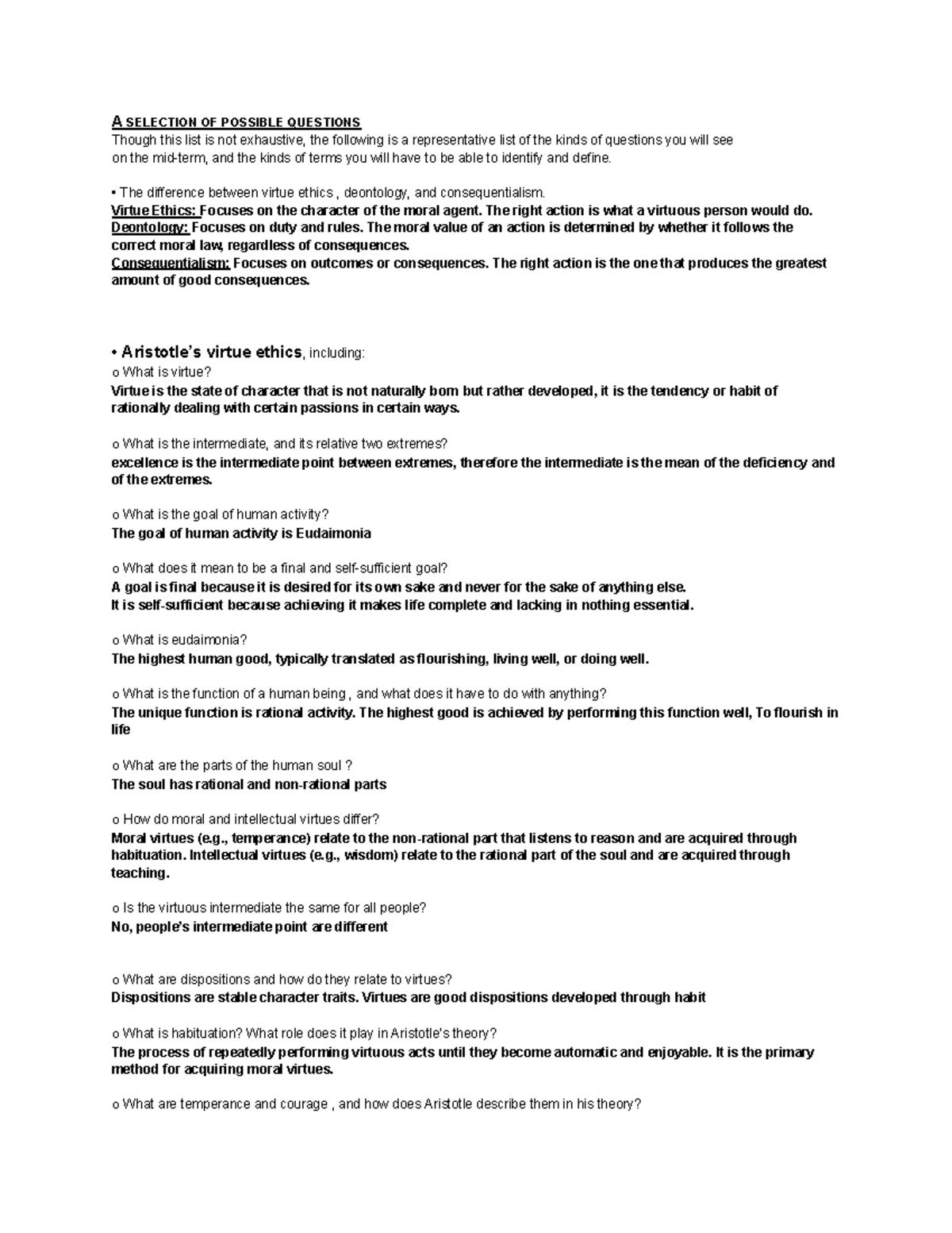 Philosophy 101: Midterm Study Guide on Ethics & Moral Theories - Studocu