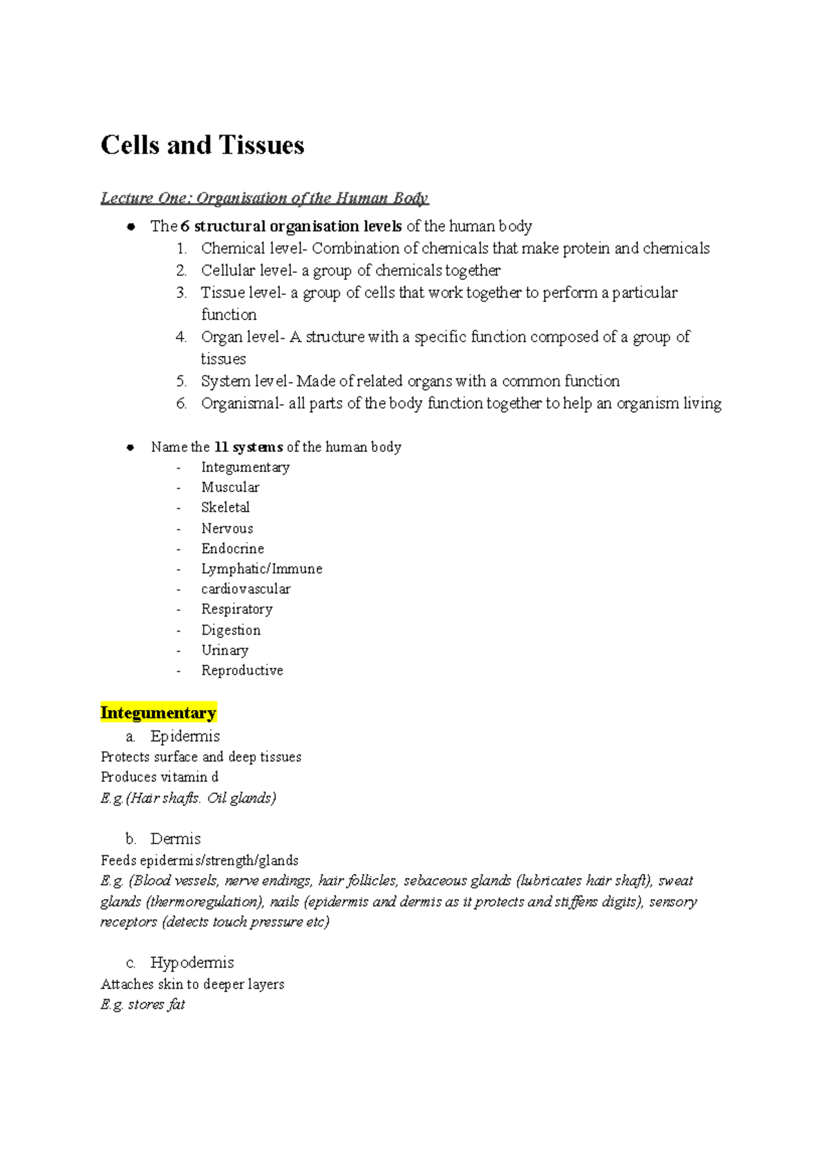 Cells and Tissues Lecture Series: Human Body Organization Overview ...