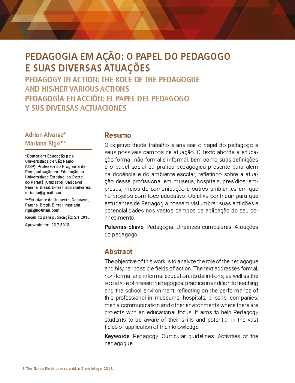 Texto - B. Téc. Senac, Rio de Janeiro, v. 44, n. 2, maio/ago. 2018 ...