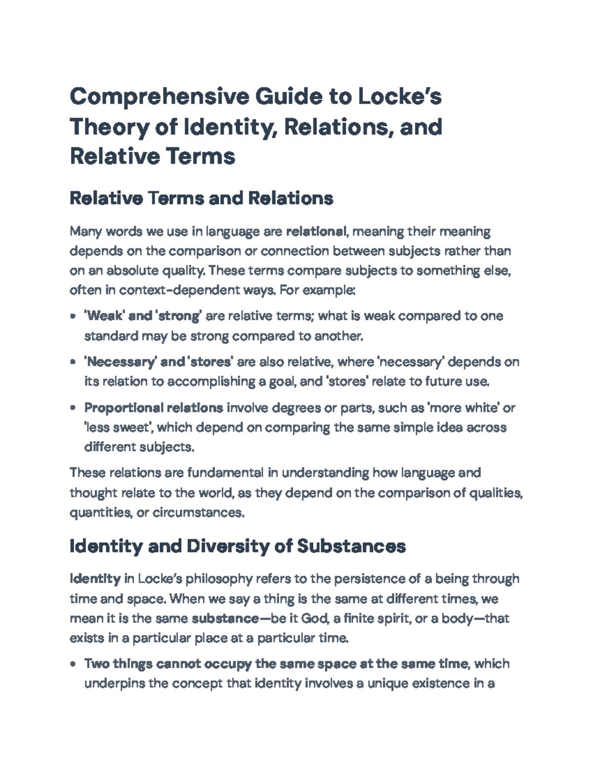 Comprehensive Analysis of Locke's Concepts on Identity & Relations ...