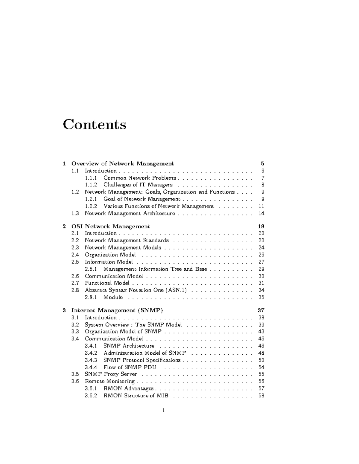 Telecom Network Management Notes F Contents 1 Overview Of Network Management 1 Introduction 1