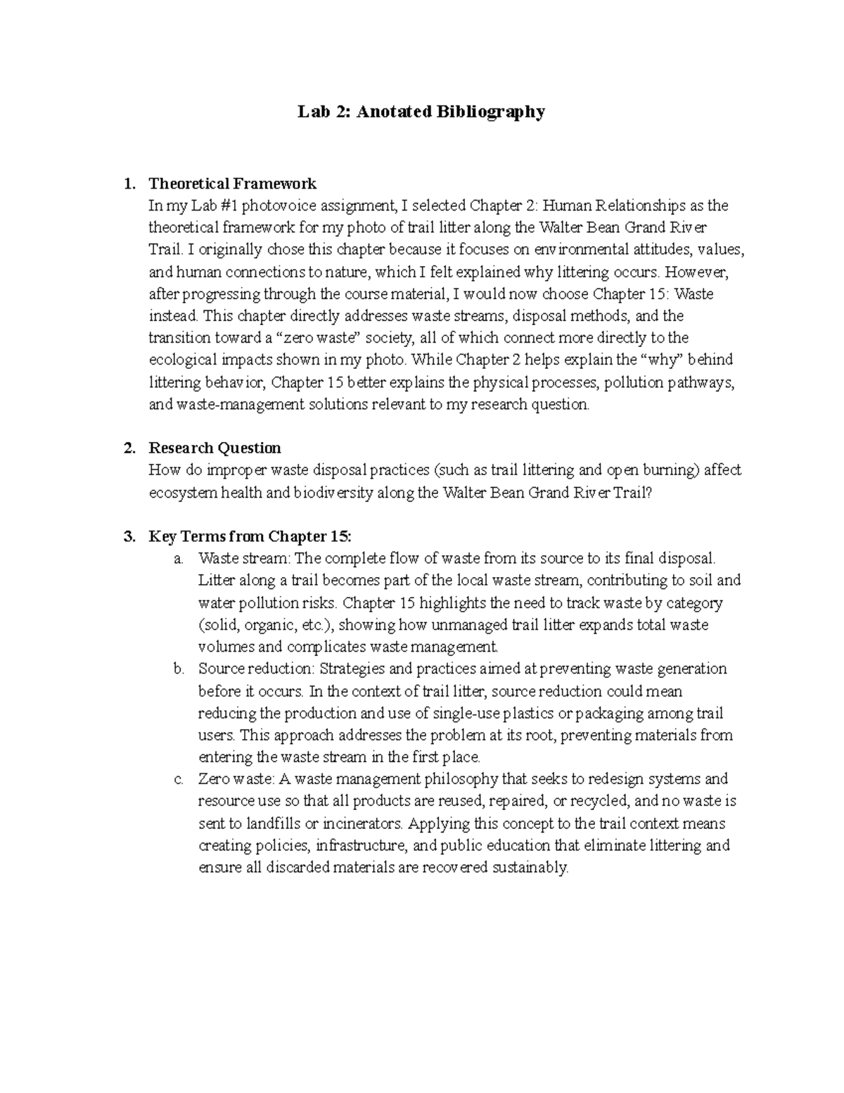Lab 2: Annotated Bibliography on Waste Management & Ecosystem Health ...
