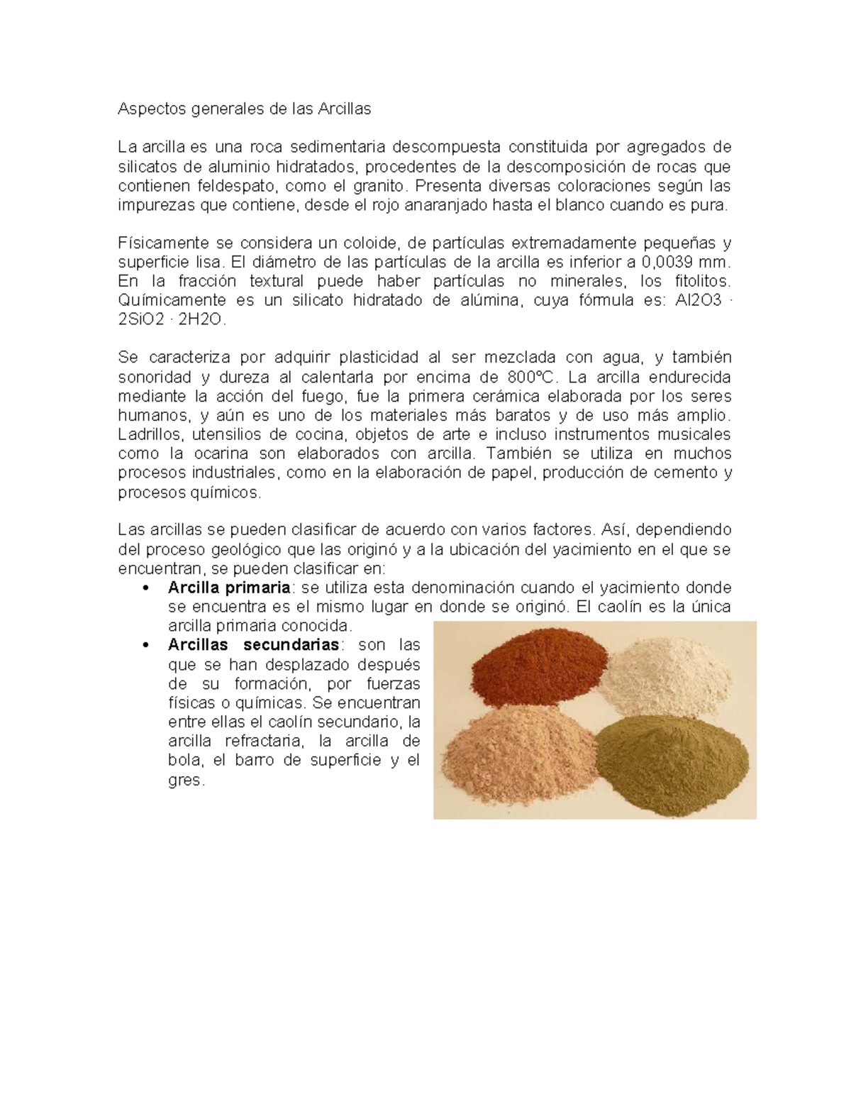 Aspectos Generales de las Arcillas - Curso de Geología 101 - Studocu