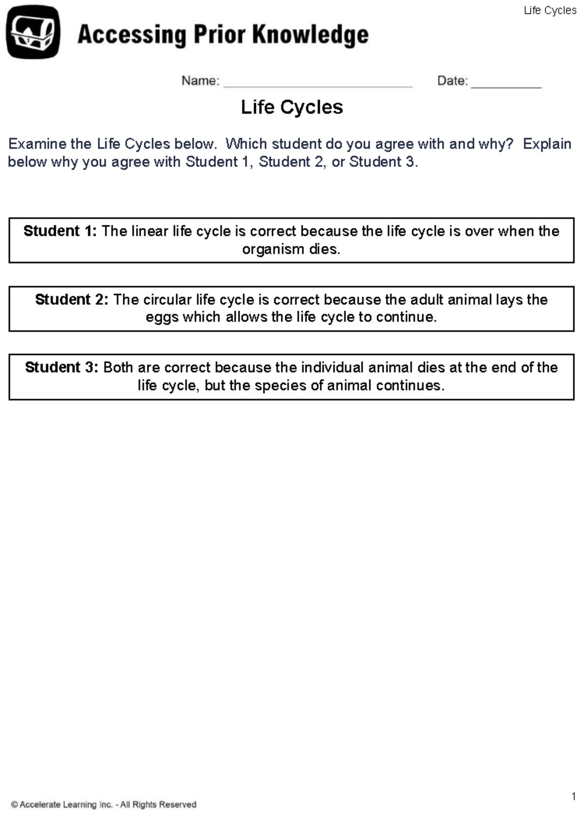 Life Cycles: Exploring Perspectives and 3D Project Ideas (Grade 3 ...