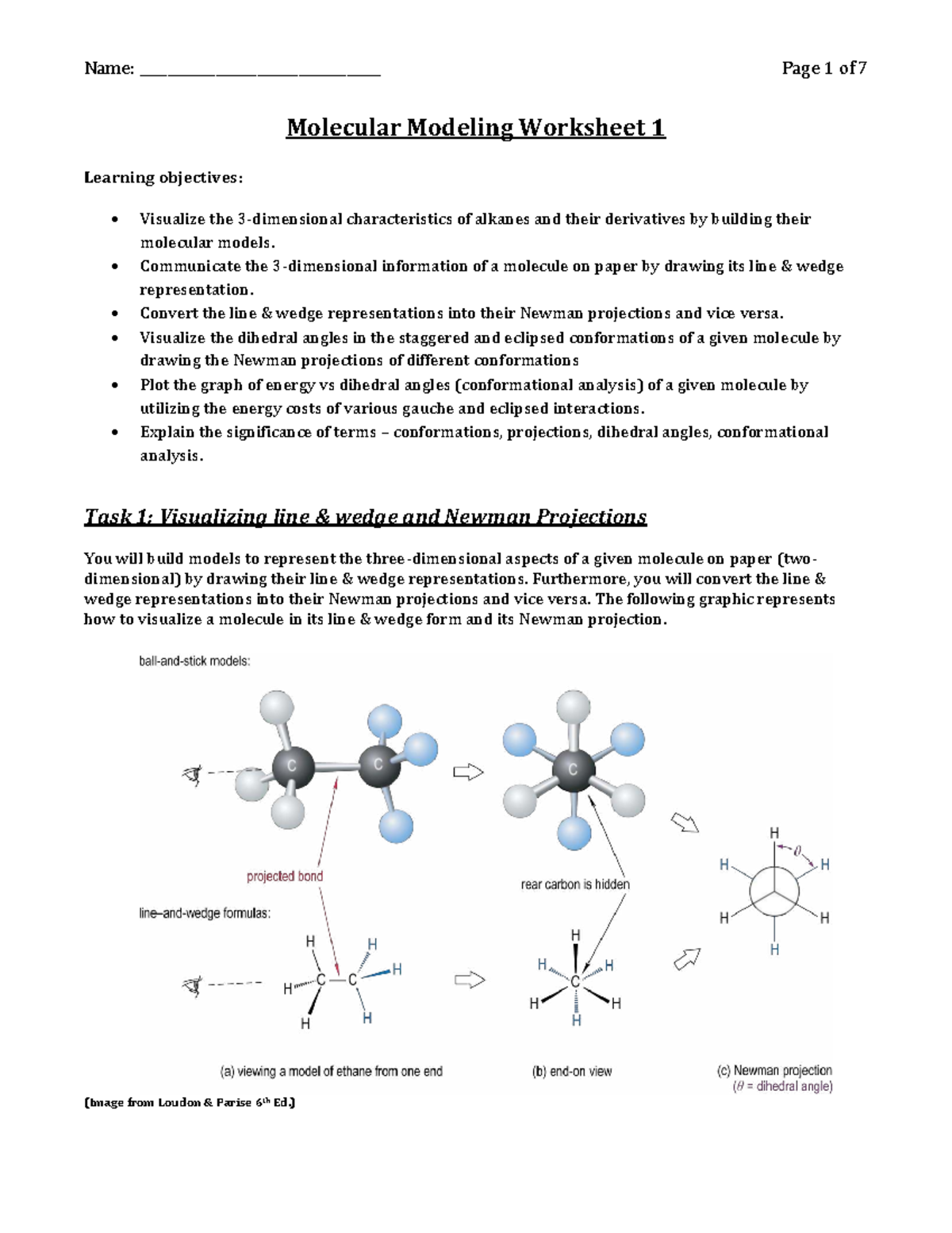 Molecular Modeling Worksheet 1 - CHM 101 - Fall 2023 - Studocu