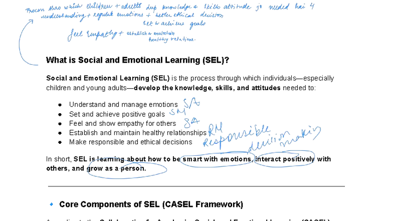 SEL - Understanding Social and Emotional Learning (SEL) - Studocu