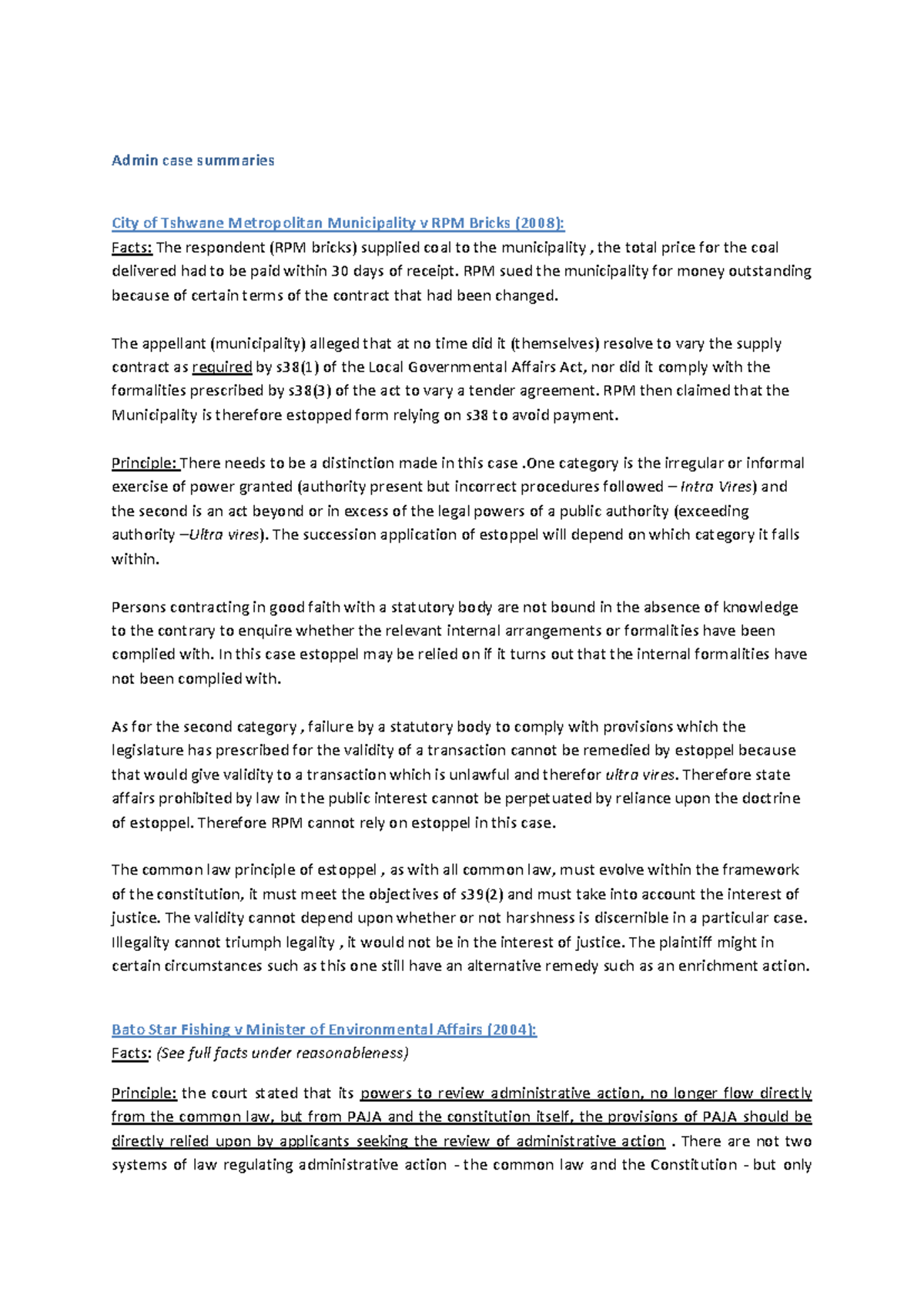 Admin case summaries for law students: Key principles and cases - Studocu