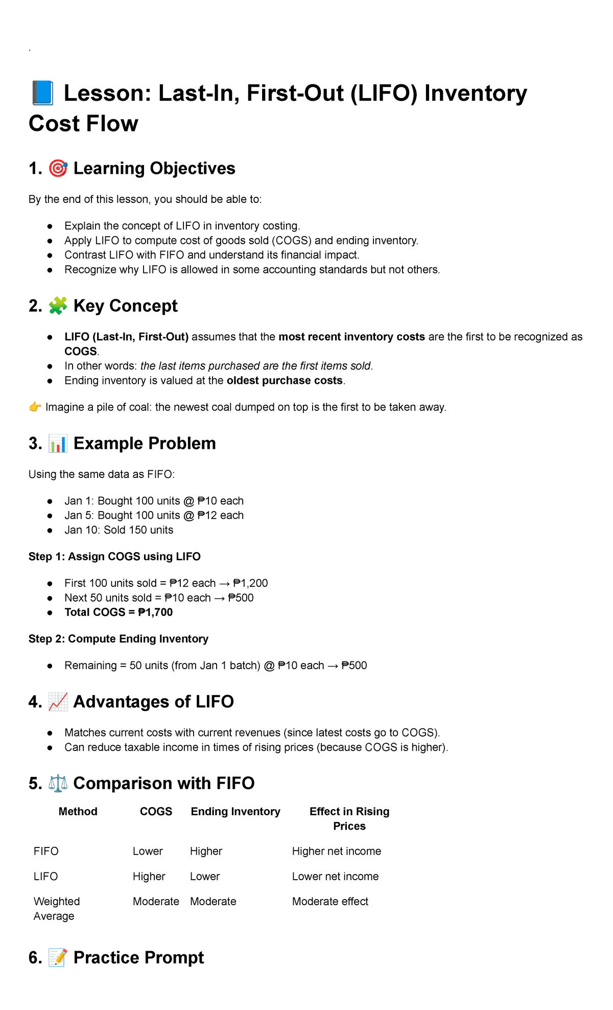 Lesson: LIFO Inventory Cost Flow Explained (ACCT 101) - Studocu