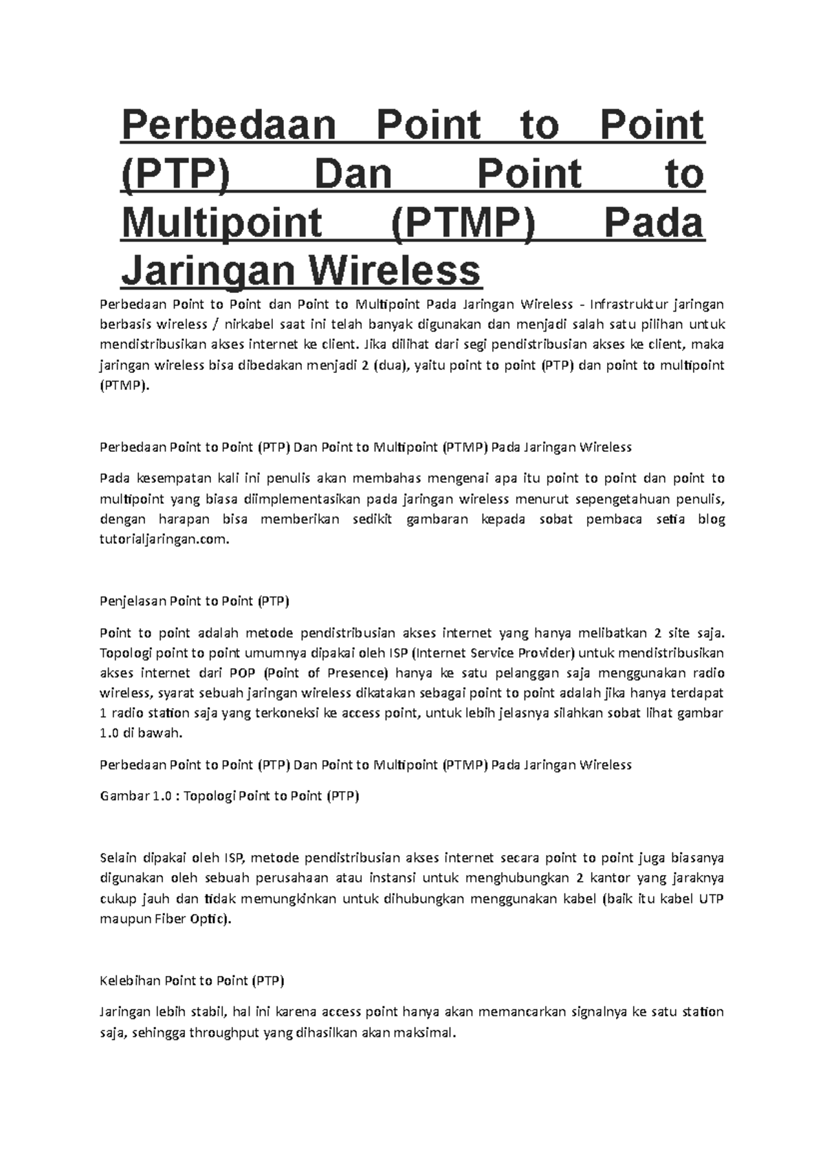 Perbedaan PTP dan PTMP dalam Jaringan Wireless: Panduan Lengkap - Studocu