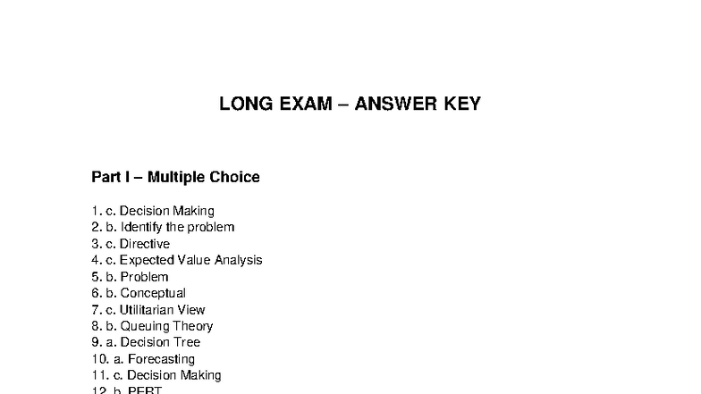 LONG EXAM ANSWER KEY - ACCT 1 Multiple Choice & Matching - Studocu