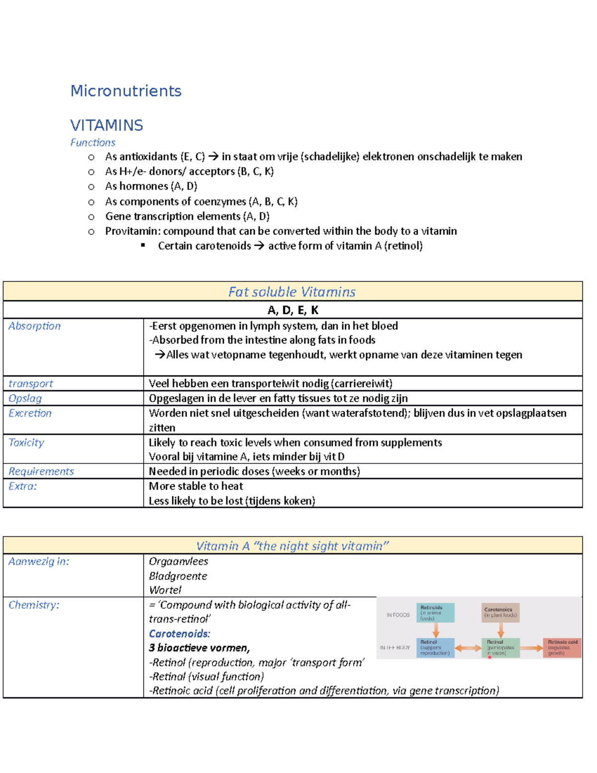 Micronutrients Overview: Vitamins and Minerals Summary - Studeersnel