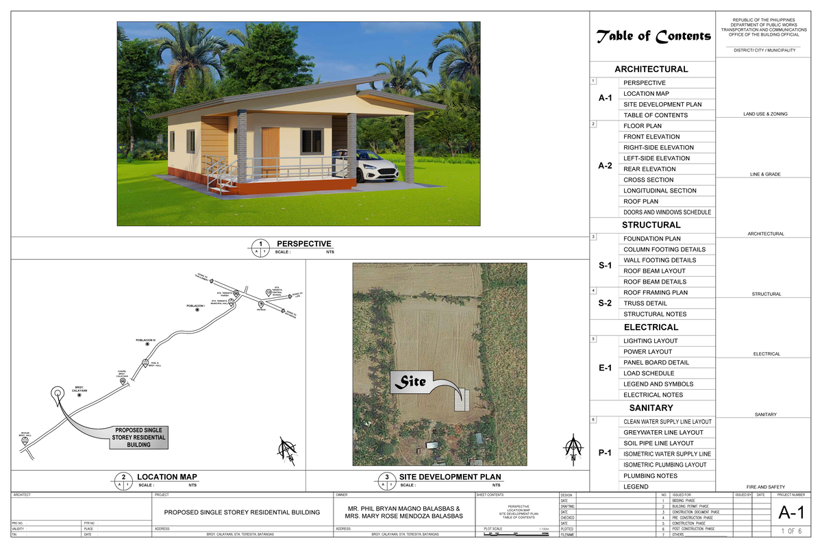 Proposed Single Storey Residential Building Plans and Specifications ...