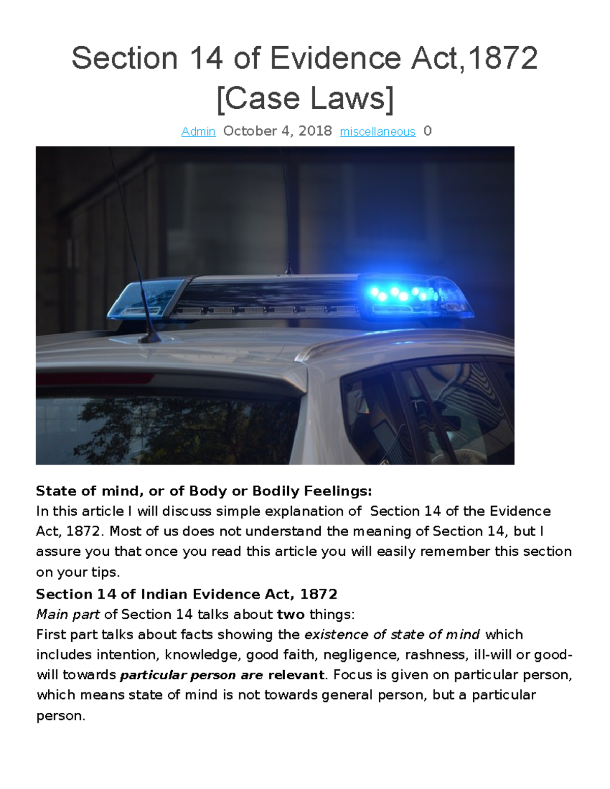 Analysis of Section 14 of the Evidence Act - LLM Notes - Studocu