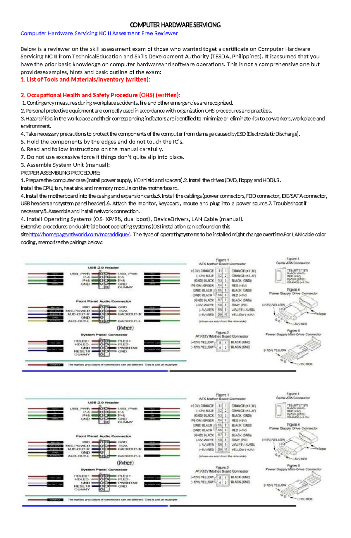 Computer Hardware Servicing NC II: Assessment Reviewer Guide - Studocu