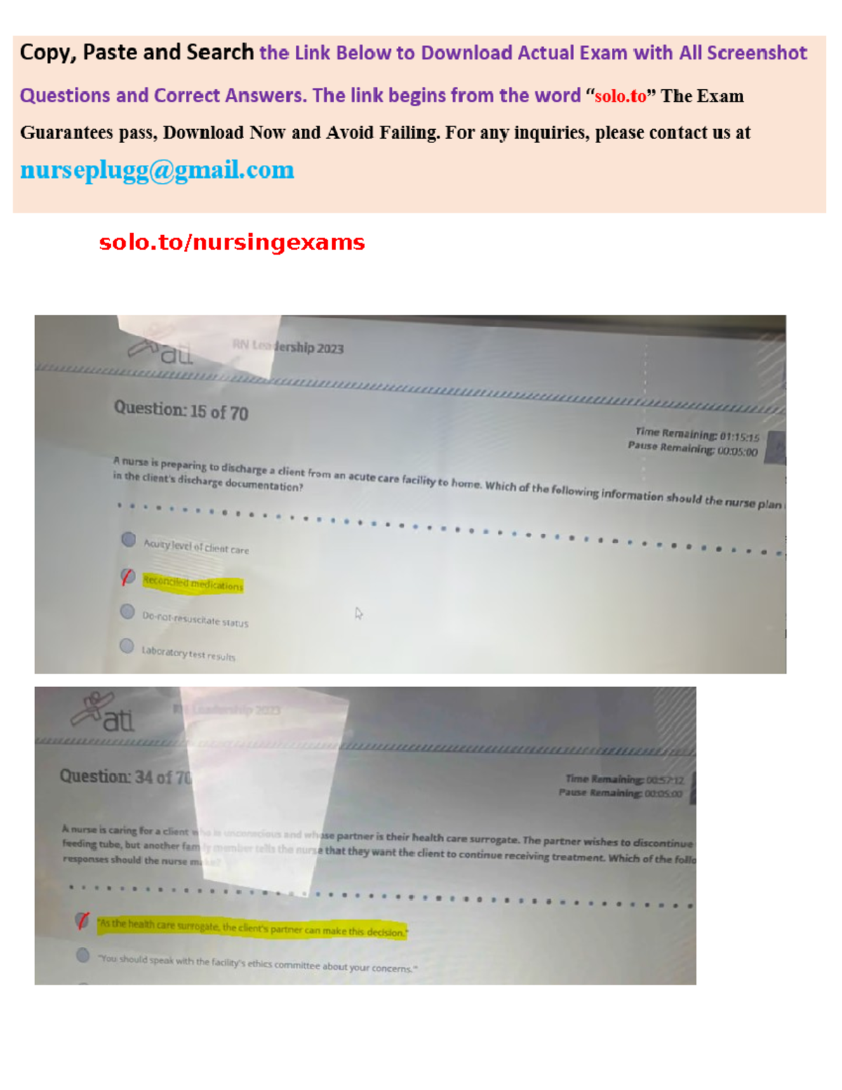 Pass ATI RN Leadership 2023-2025 Proctored Exam with NGN 70 Q&A - Studocu