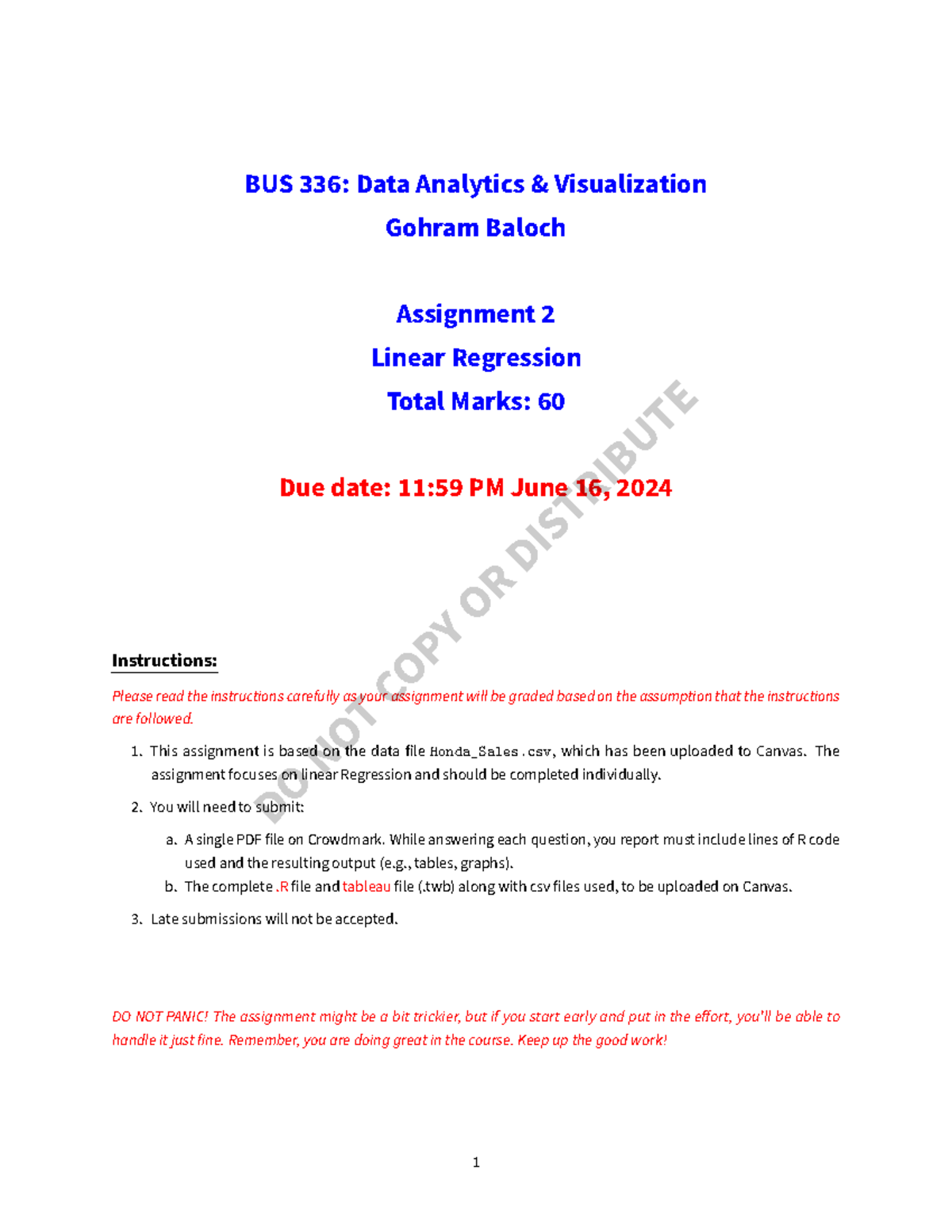 BUS 336: Assignment 2 - Linear Regression Case Study on Honda Civic ...