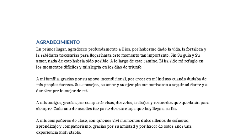Agradecimiento y Dedicatoria - Graduación - Studocu