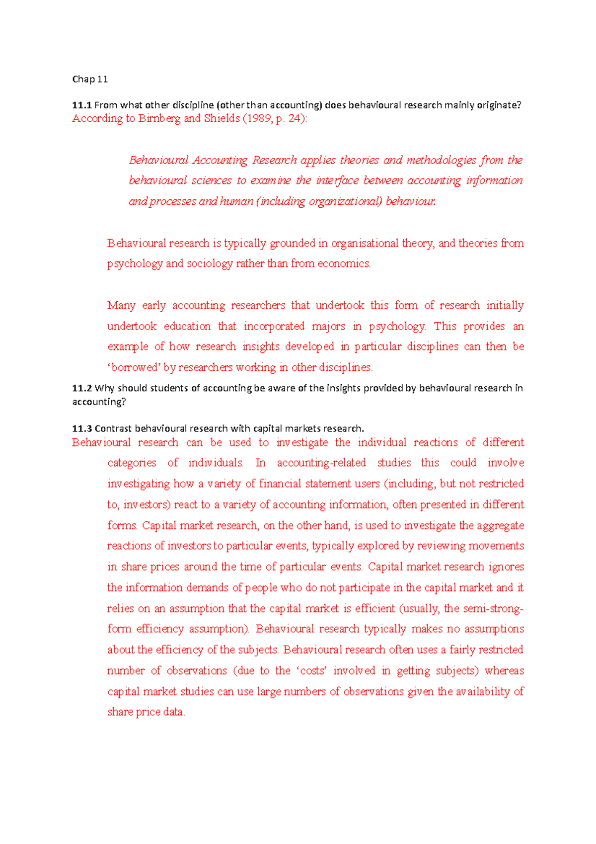 BAC3024 Tute Questions: Behavioural Accounting Research - Chap 11 Notes ...