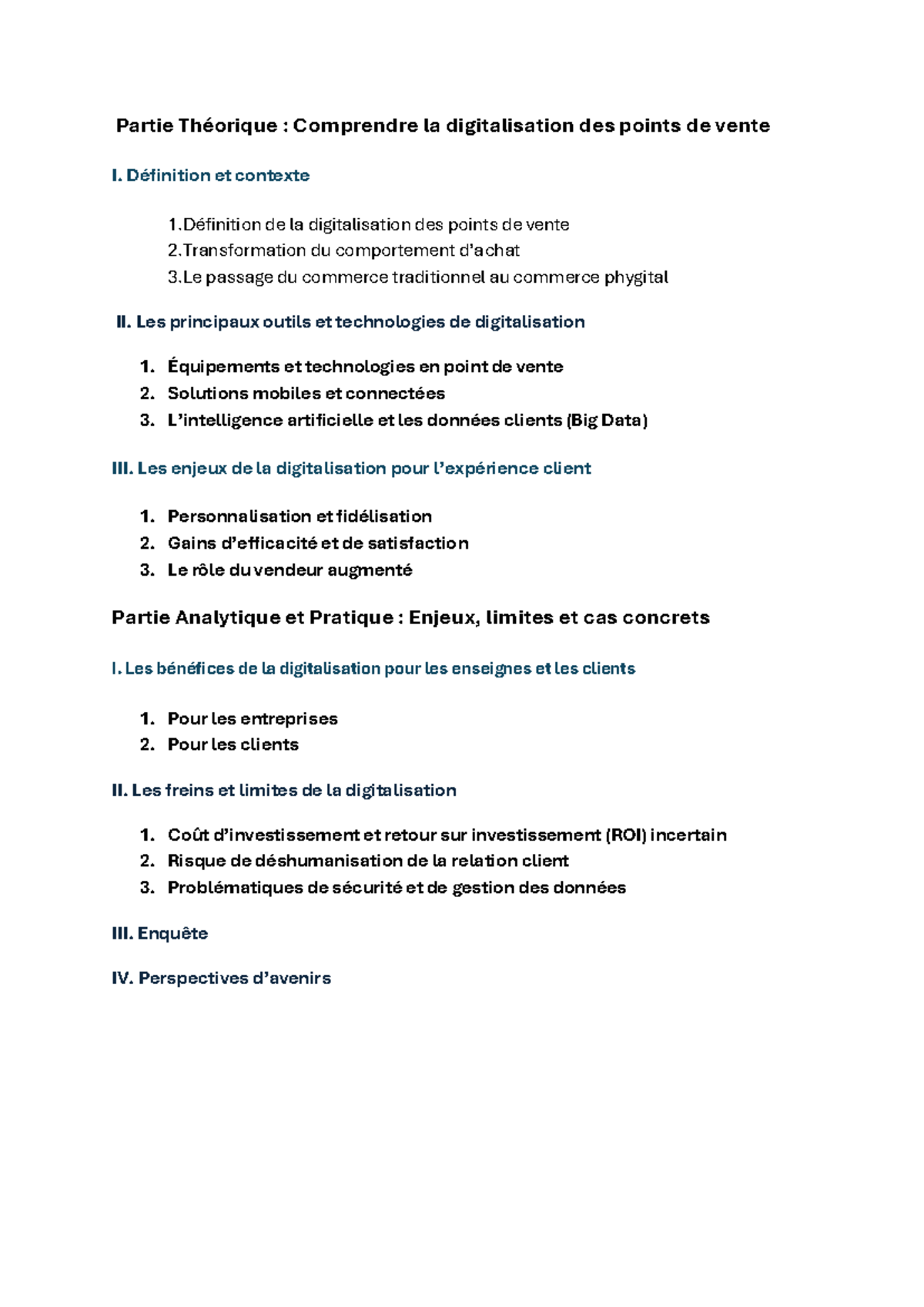 Plan PFE : Comprendre la Digitalisation des Points de Vente - Studocu
