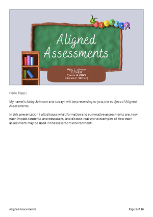 [Solved] Importance of alignment between state standards objectives ...