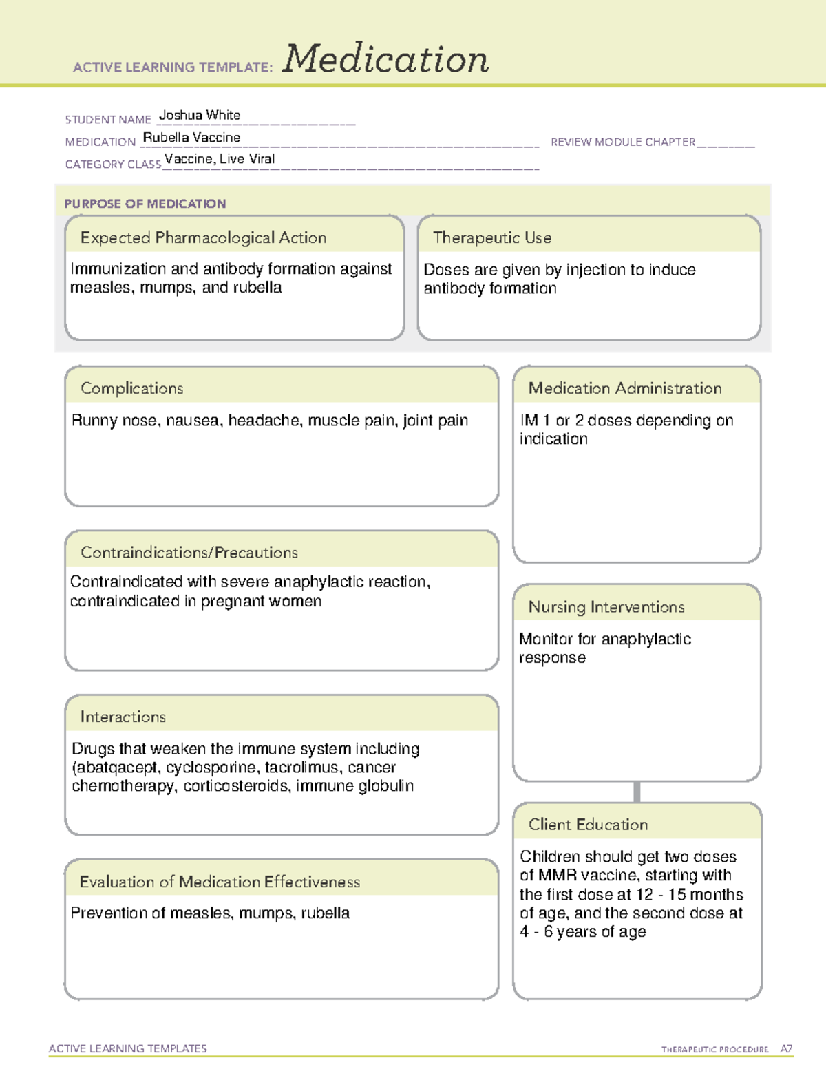 Rubella Vaccine - Active Learning Template for Med Course - Studocu
