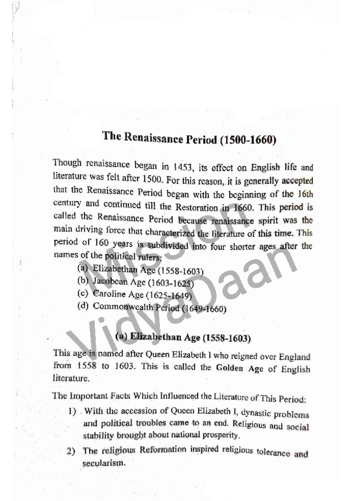 Renaissance Period in English Literature: An Overview - Studocu