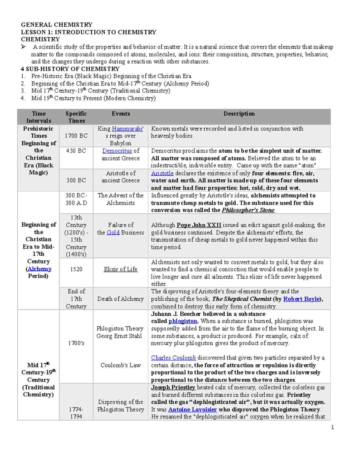 GEN CHEM Lecture Notes: Understanding Matter & Chemical Principles ...