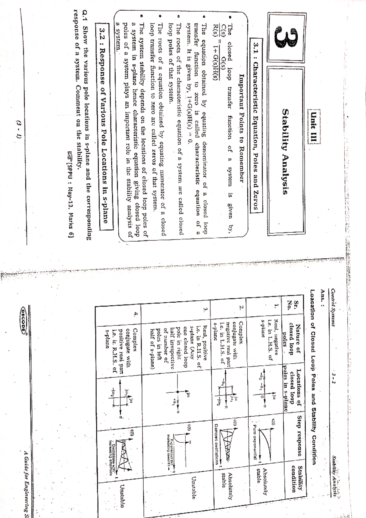 CS 101 Control Systems Stability Analysis: Closed Loop Pole Locations ...