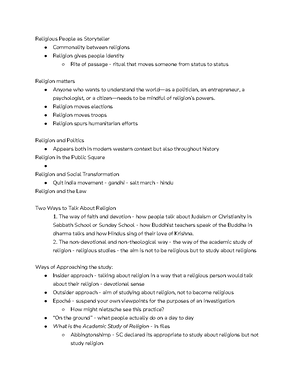 Religions Lecture Notes 2020 - WORLD RELIGIONS LECTURE NOTES REL 102 ...