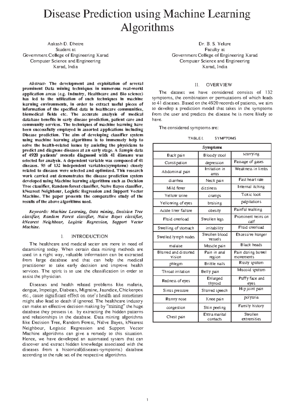Disease Prediction Using ML Algorithms: A Comparative Study - Studocu