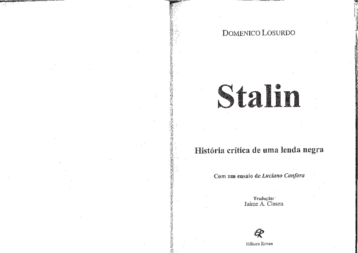 Domenico Losurdo - Stalin, história crítica de uma lenda negra (2010 ...