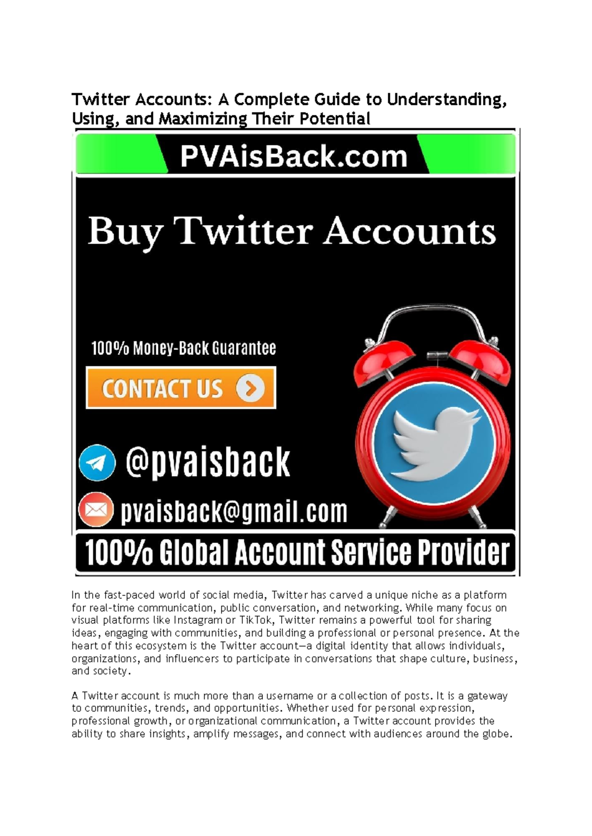 Twitter Accounts: A Comprehensive Guide to Maximizing Their Potential ...