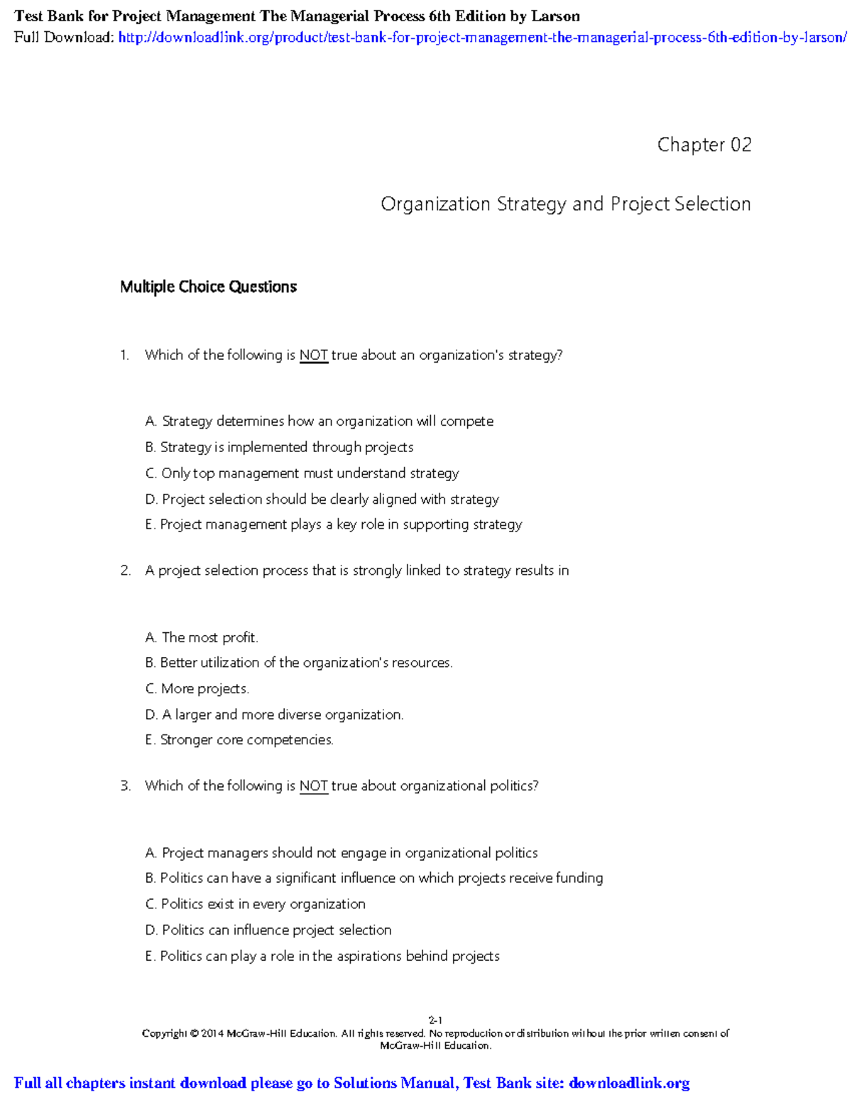 Chapter 02: Org Structure & Culture Test Bank (Project Management ...
