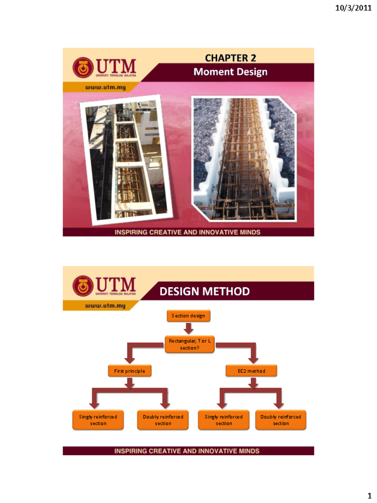 02 Moment Design - Section design Rectangular, T or L section? Singly ...