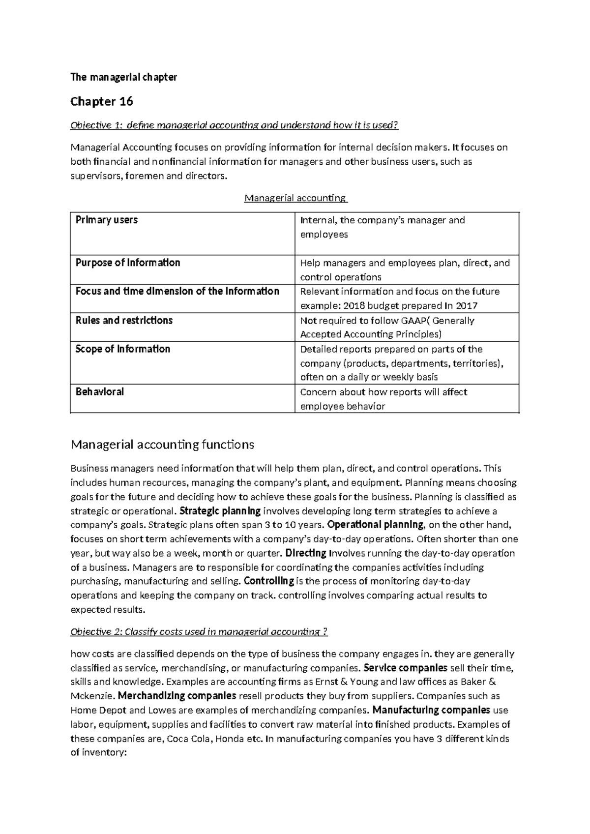 Managerial Accounting Summary: Key Concepts and Applications - Studeersnel