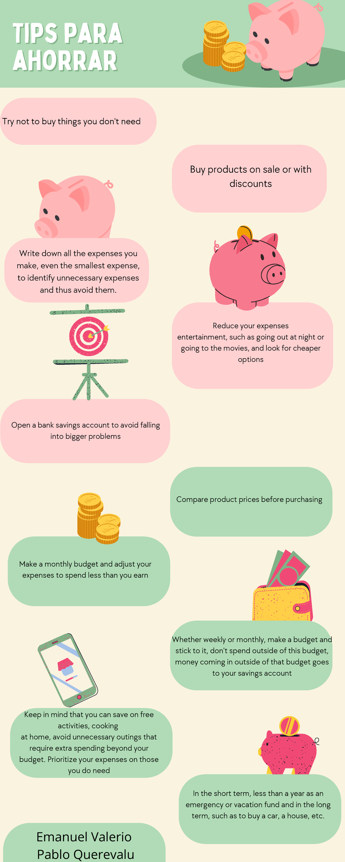 Infografia de tips de ahorro ilustrada moderna alegre beige 2 - Tips ...