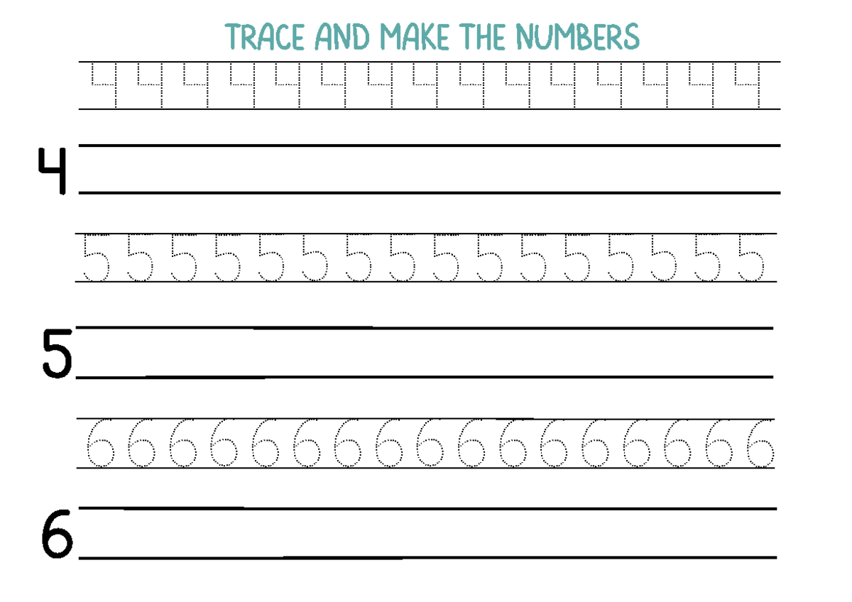 Handwriting Practice Worksheet - TRACE AND MAKE THE NUMBERS - TRACE AND ...